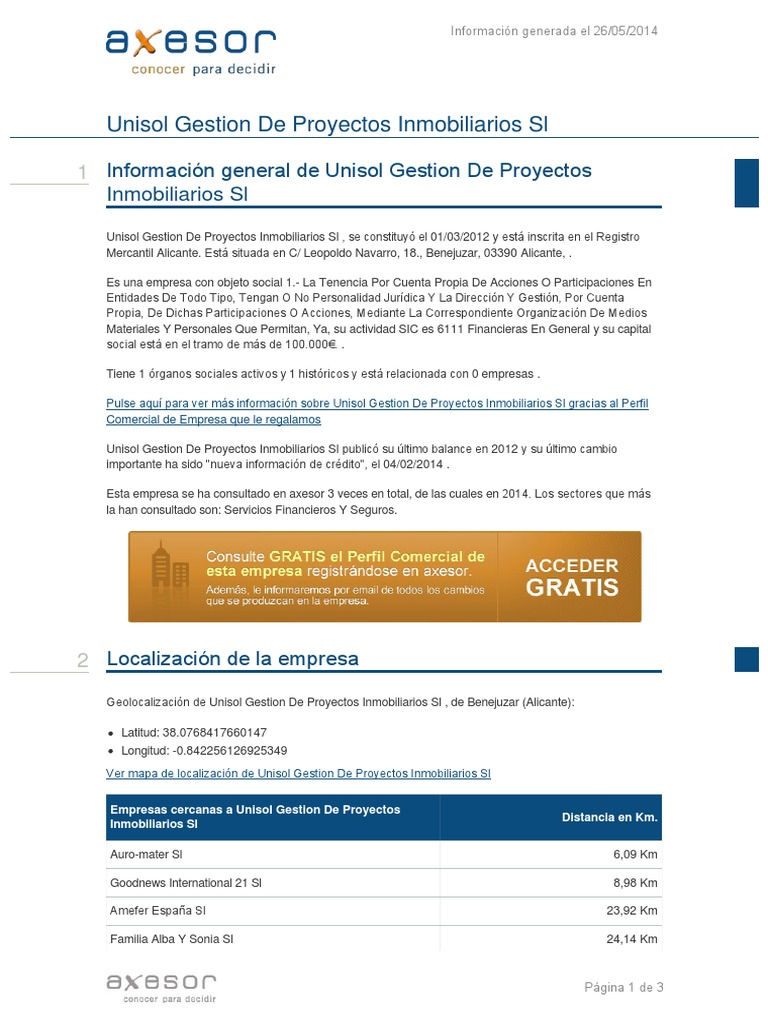 Unisol Gestion de Proyectos Inmobiliarios SL | PDF | Liquidación | Business