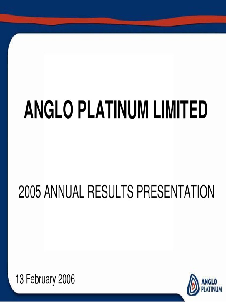 Anglo Platinum Limited: 2005 Annual Results Presentation | PDF ...