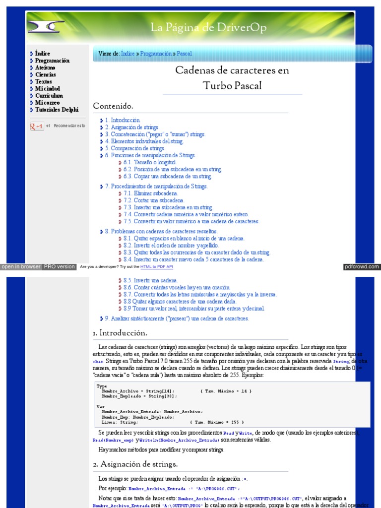 Pascal Strings | PDF | Ascii | Cadena (informática)
