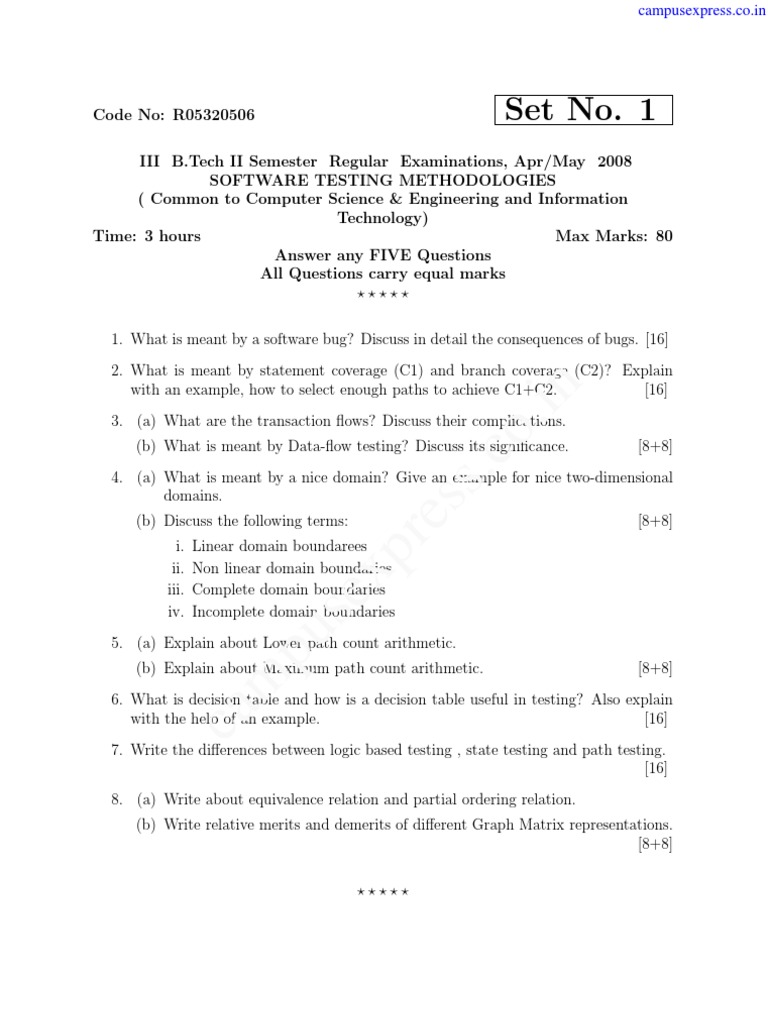 R05320506-SOFTWARE-TESTING-METHODOLOGIES May 2008 | PDF | Software ...