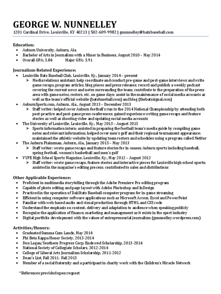 George's Resume | Mass Media | Multimedia