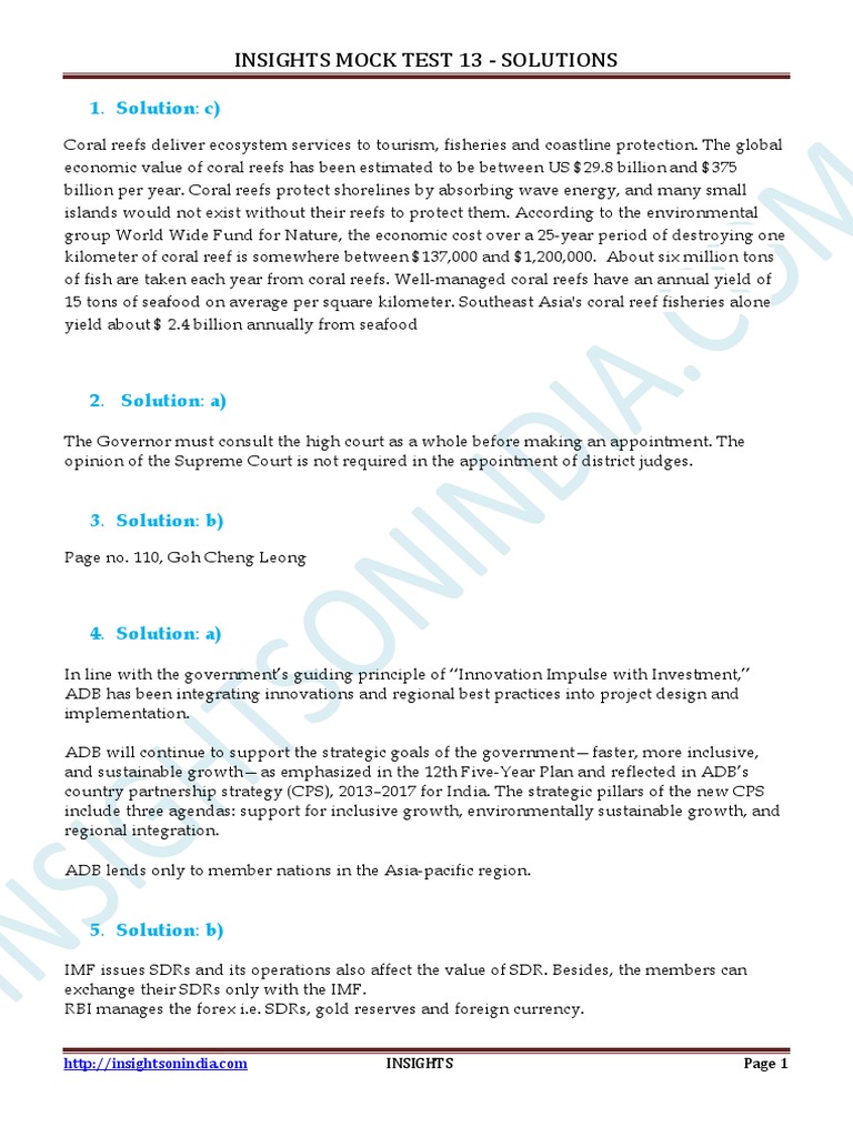 Test 13 Solutions Final Pdf Value Added Tax Coral Reef