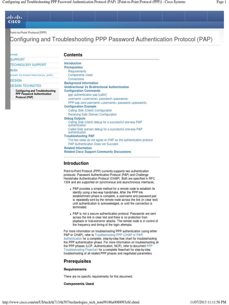 Configuring and Troubleshooting PPP Password Authentication Protocol (PAP) - Point-To-Point ...