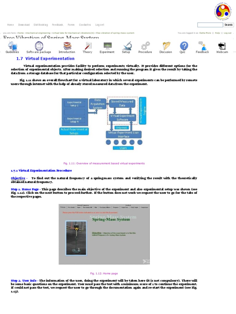Free Vibration of Spring-Mass System: 1.7 Virtual Experimentation | PDF ...