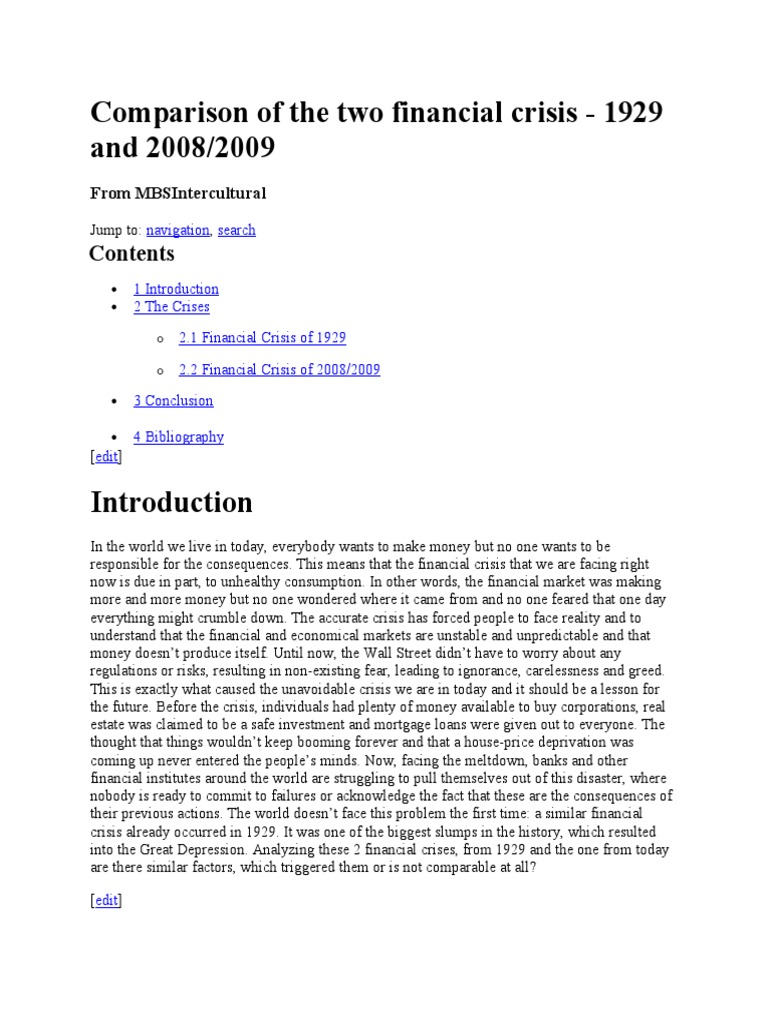 1929 vs 2008 Financial Crisis Comparison | PDF | Mortgage Loan | Recession