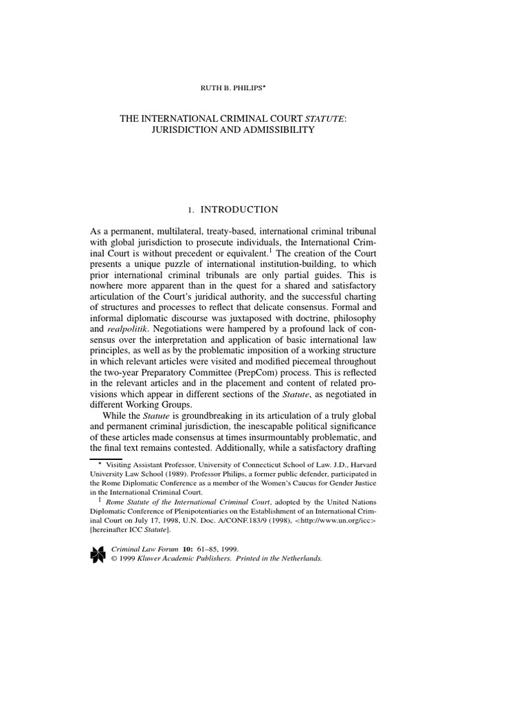 Ruth B Philips | PDF | International Criminal Court | Jurisdiction