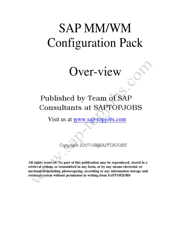 SAP WM Overview | PDF | Warehouse | Logistics