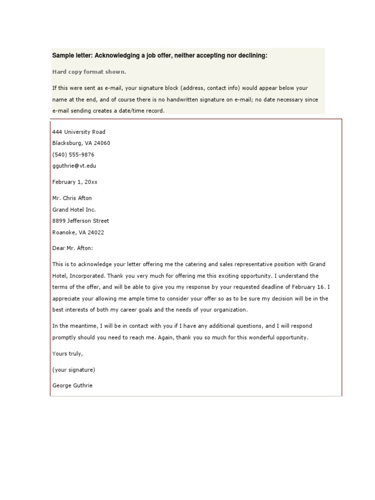 Sample Letter Response To Email | PDF