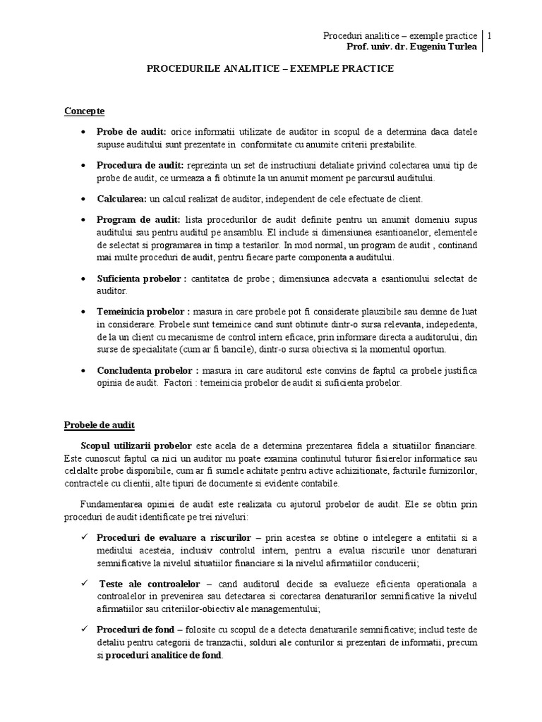 Proceduri Analitice | PDF
