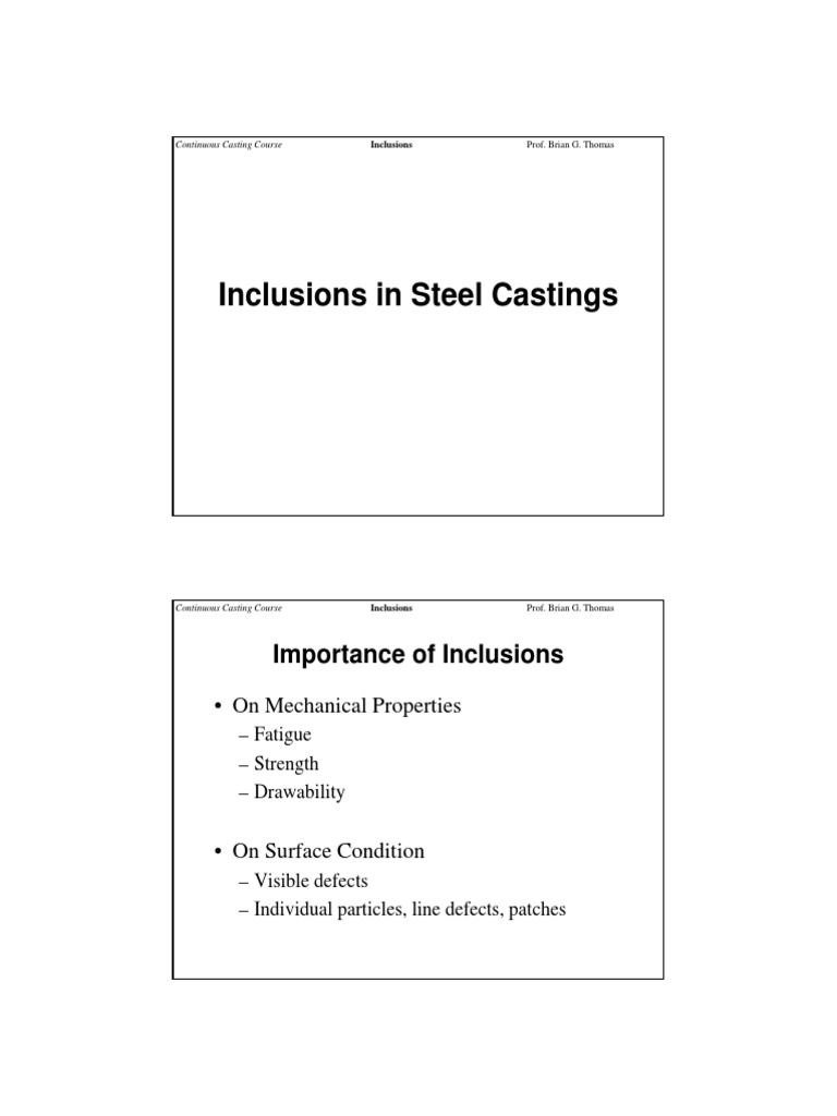 Defectos de Inclusiones en Fundicion | PDF | Casting (Metalworking ...