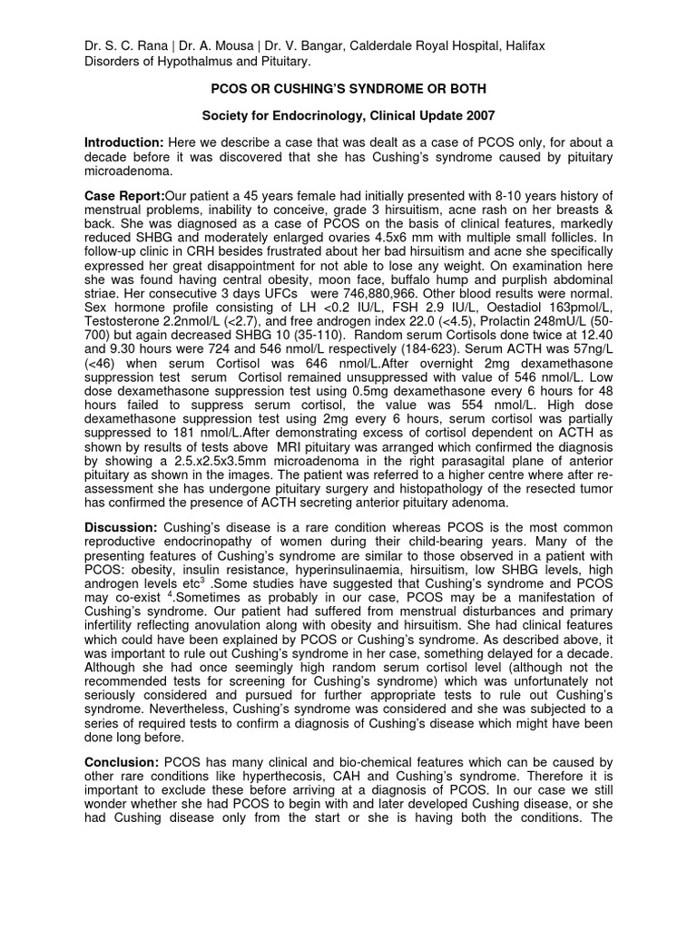 Pcos or Cushing's Syndrome or Both | PDF | Polycystic Ovary Syndrome ...