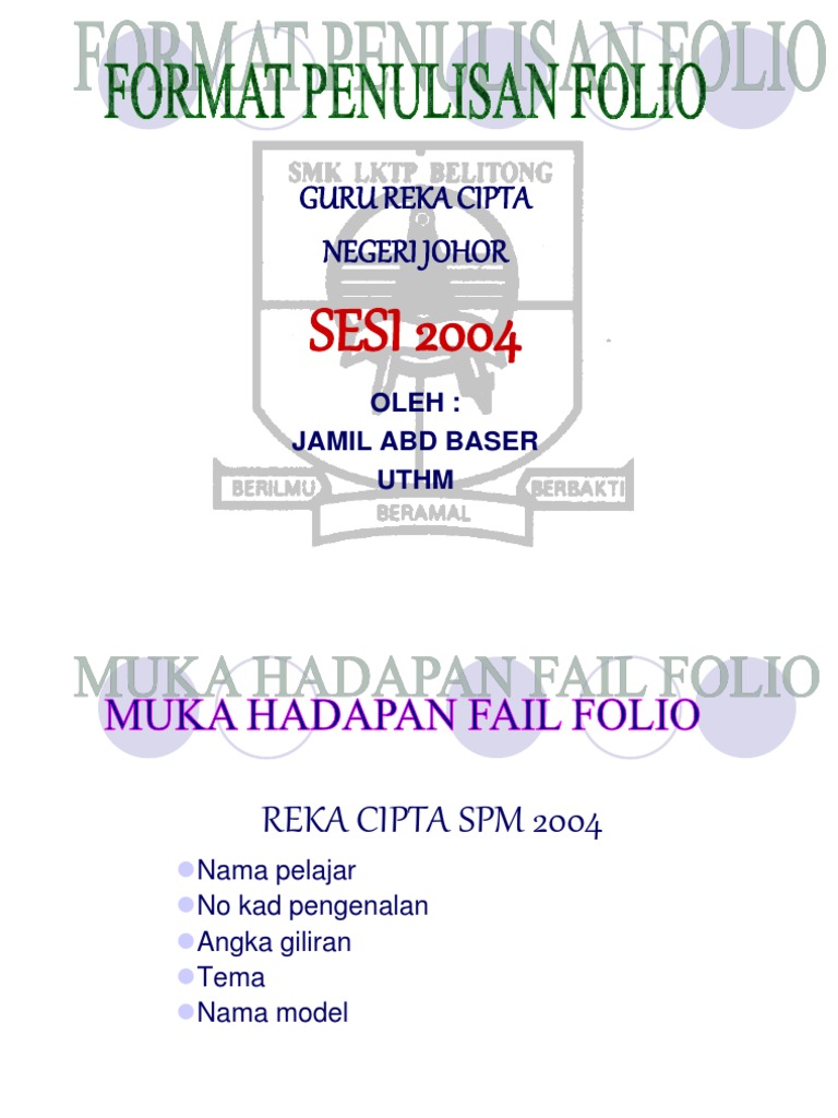Panduan Folio Reka Cipta SPM 2004 | PDF | Karier & Perkembangan | Seni
