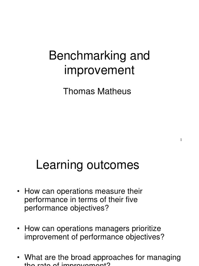 Operations Performance Improvement Guide | PDF | Benchmarking ...
