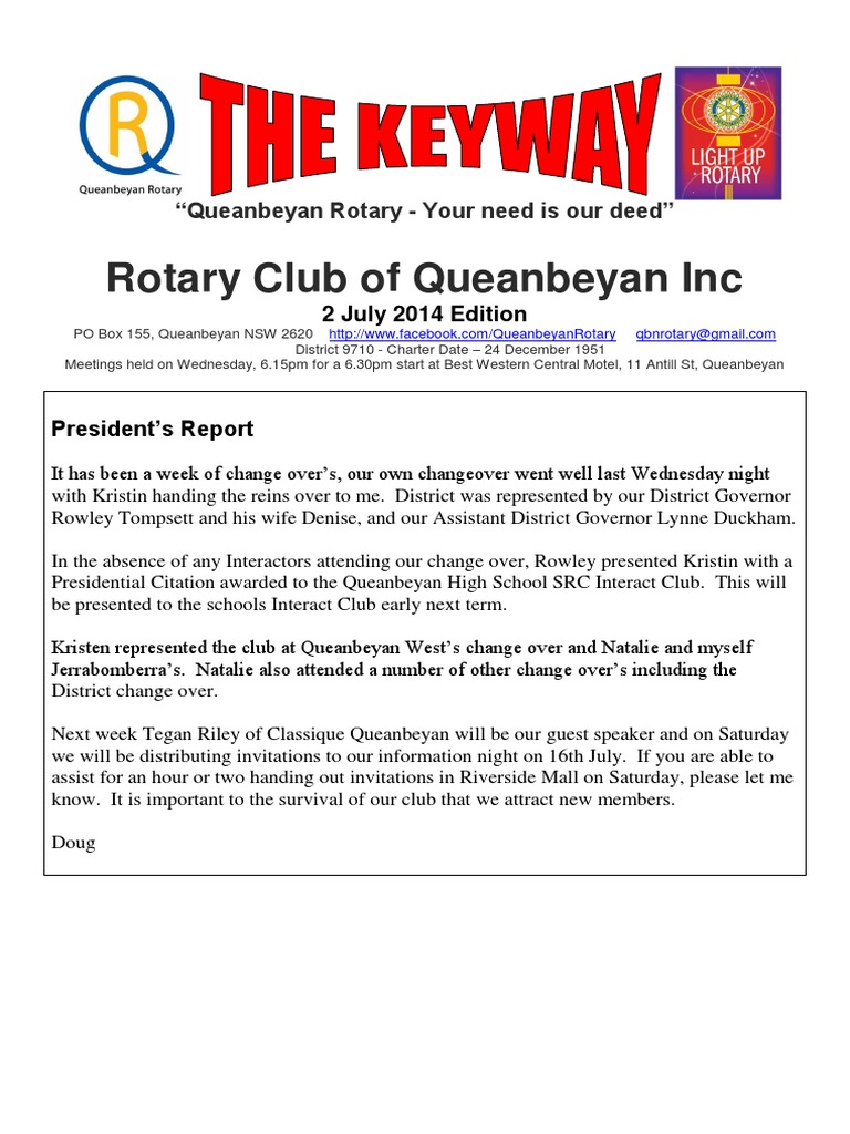Queanbeyan Rotary Updates | PDF | Leisure