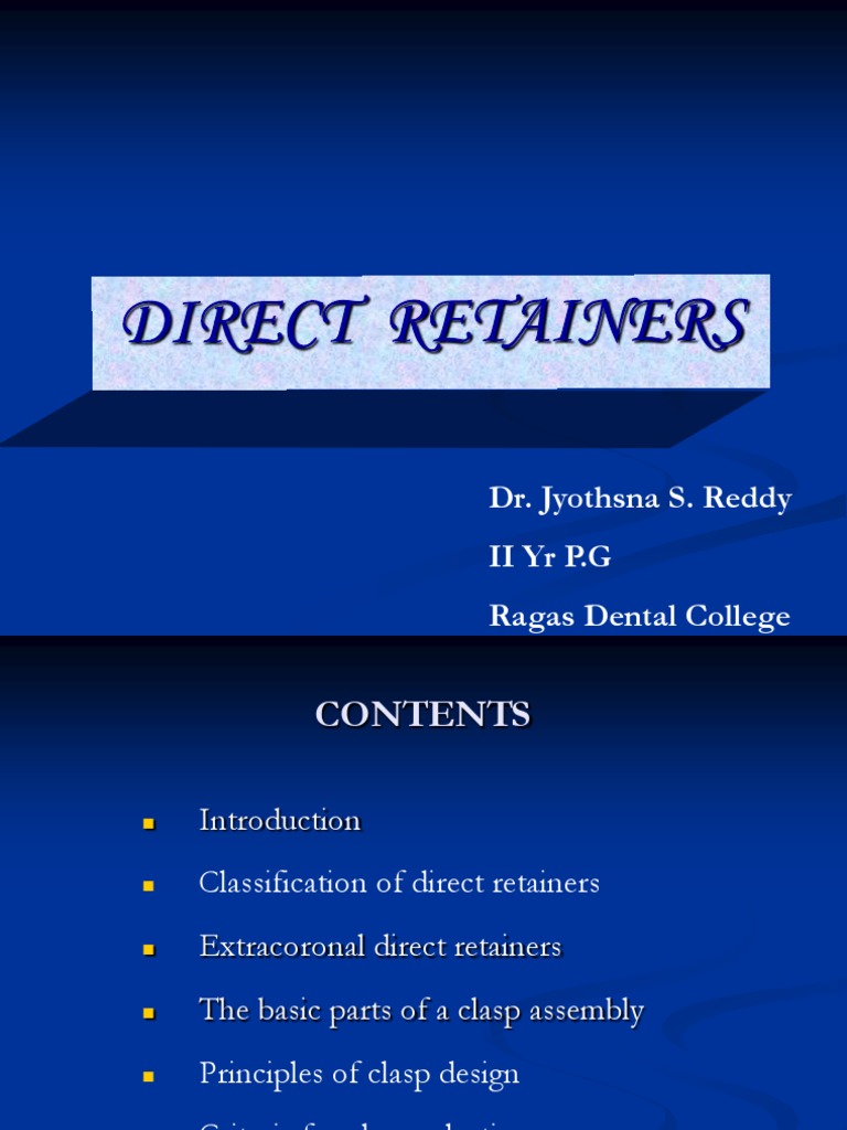 Direct Retainers DR - JYO | PDF | Dentures | Tooth