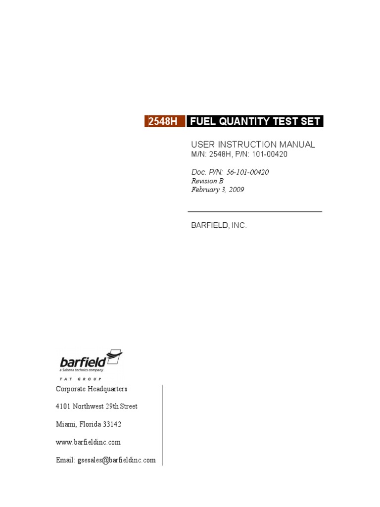 Fuel Quantity Test Set 2548h | PDF | Electrical Connector | Power Supply