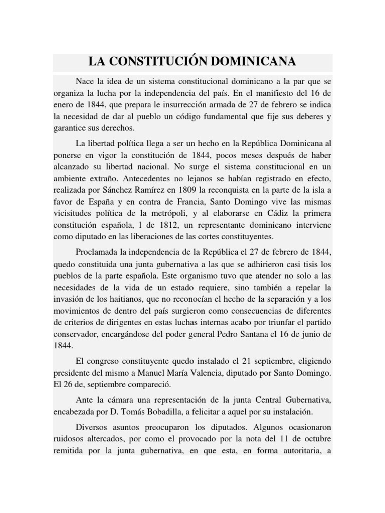 La Primera Constitución Dominicana | PDF | República Dominicana ...