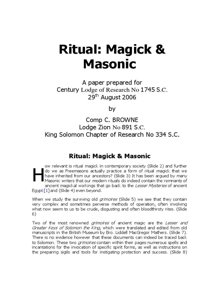 Ritual Magick and Masonic | PDF | Magic (Paranormal) | Satanism