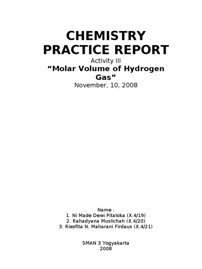 Molar Volume of Hydrogen | PDF | Gases | Mole (Unit)