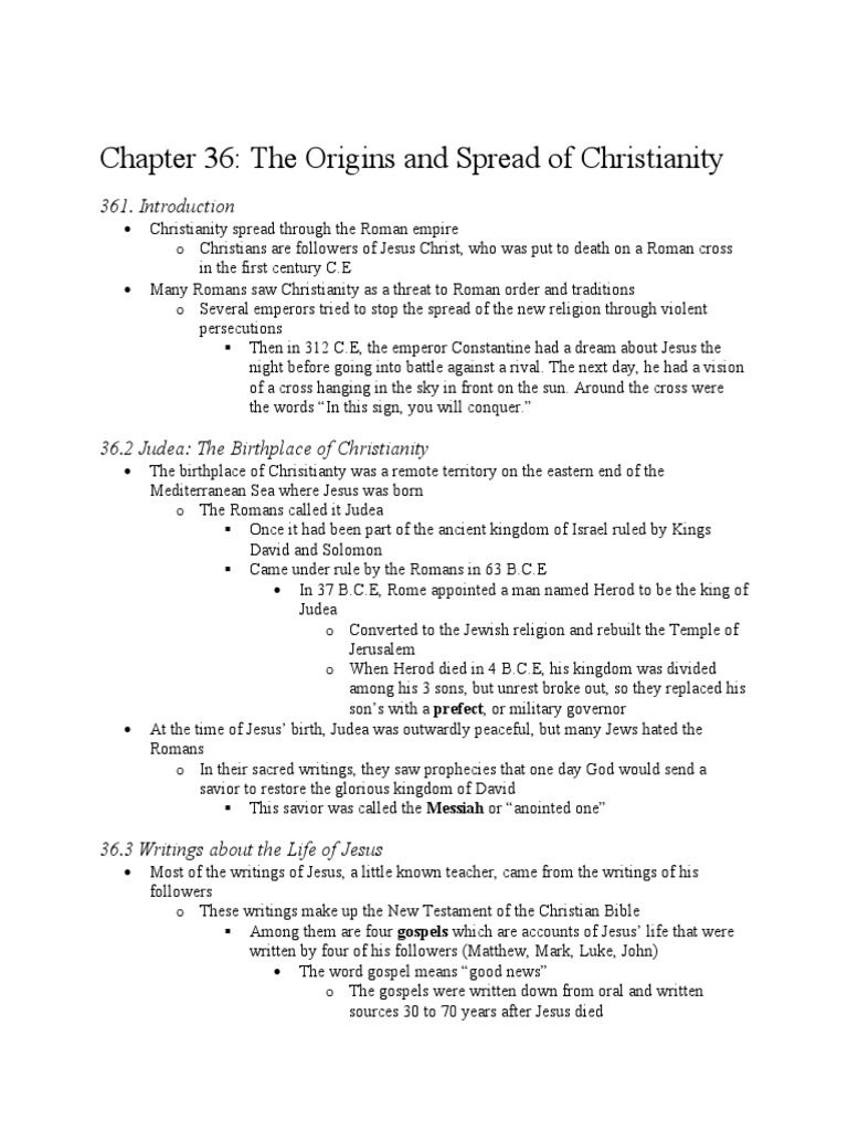 Chapter 36: The Origins and Spread of Christianity | Download Free PDF ...