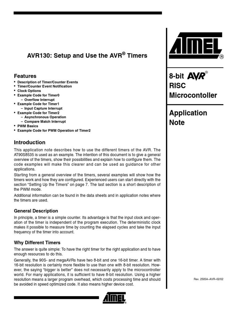 Setup And Use The Avr® Timers Pdf Timer Central Processing Unit