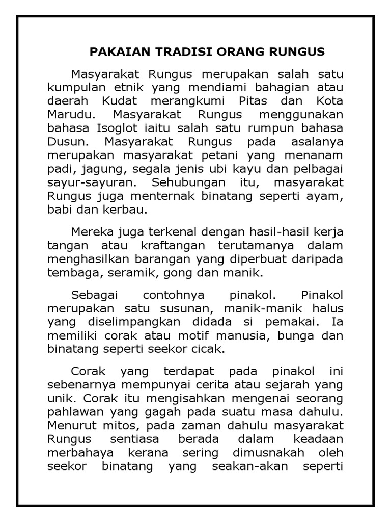 Pakaian Tradisi Orang Rungus | PDF | Ilmu Sosial