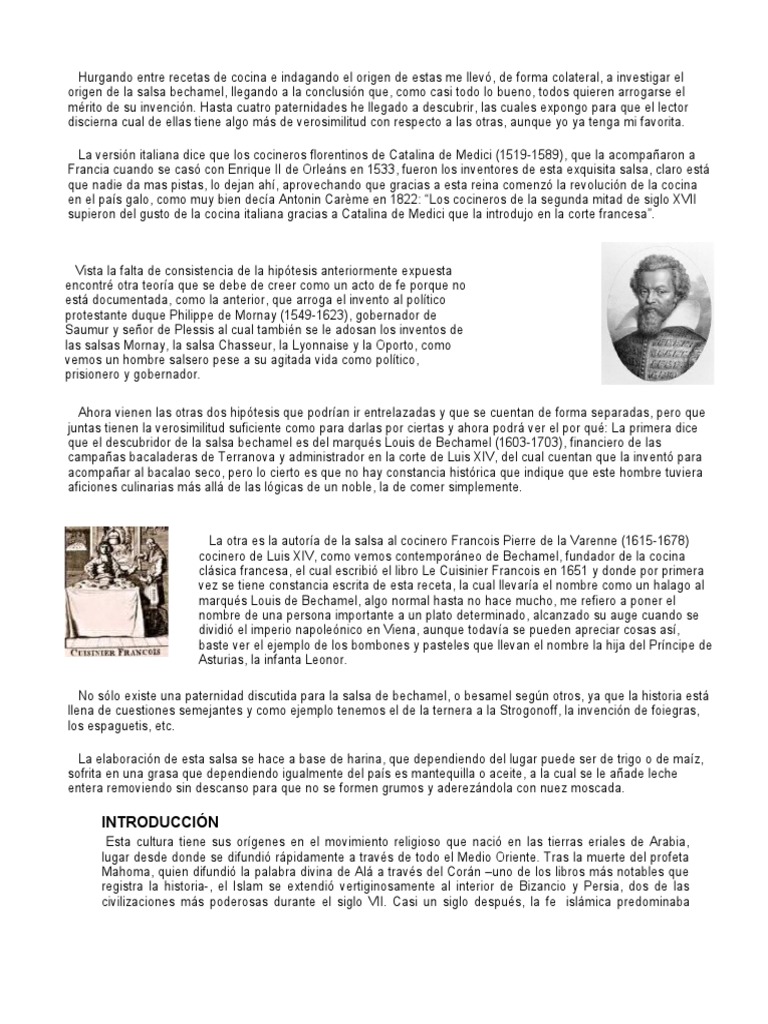 Bechamel Historia | PDF