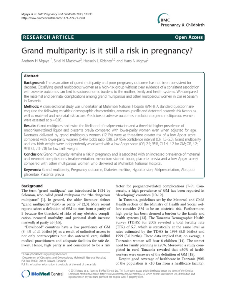 Grand Multiparity Is It Still A Risk in Pregnancy | PDF | Low Birth ...