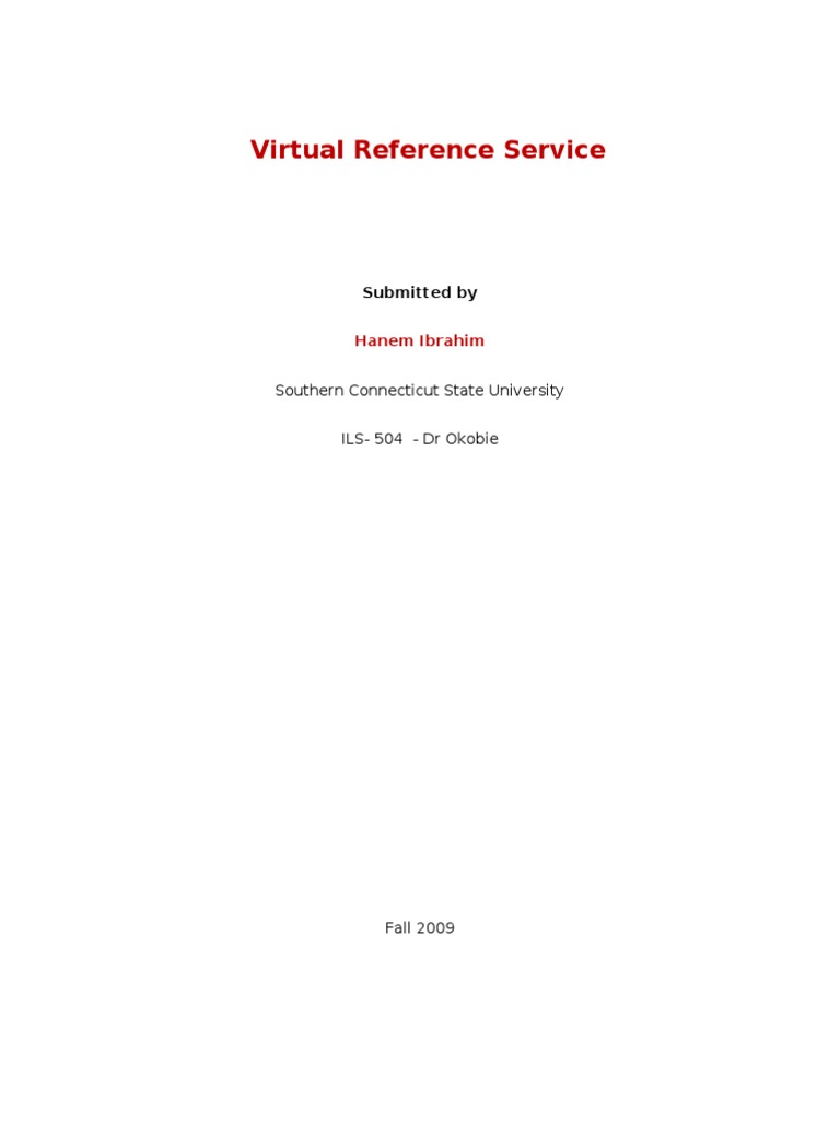 Virtual Reference Service | PDF | Librarian | Information Science