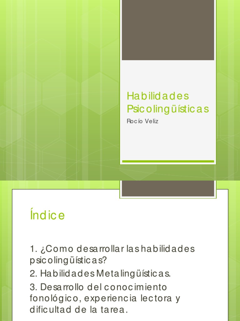 Desarrollo de Habilidades Psicolingüísticas | PDF | Palabra ...