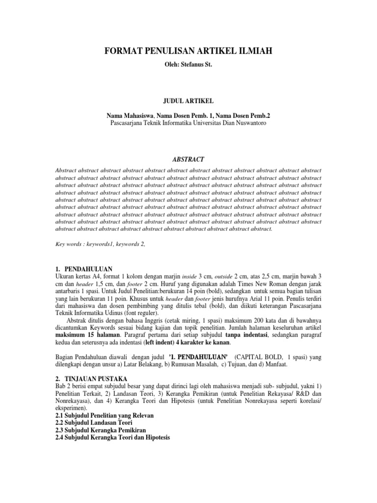 Format Penulisan Artikel Ilmiah | PDF | Kajian Bahasa Asing