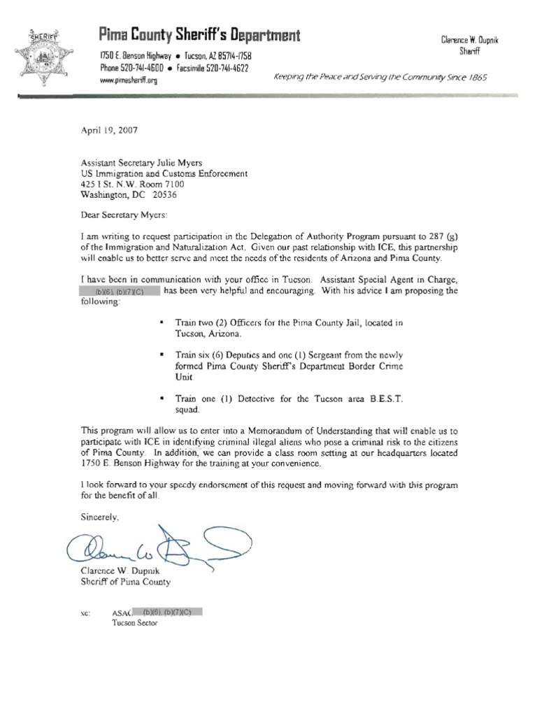 Pima County Sheriff's Office (Arizona) - 287 (G) FOIA Documents | PDF ...
