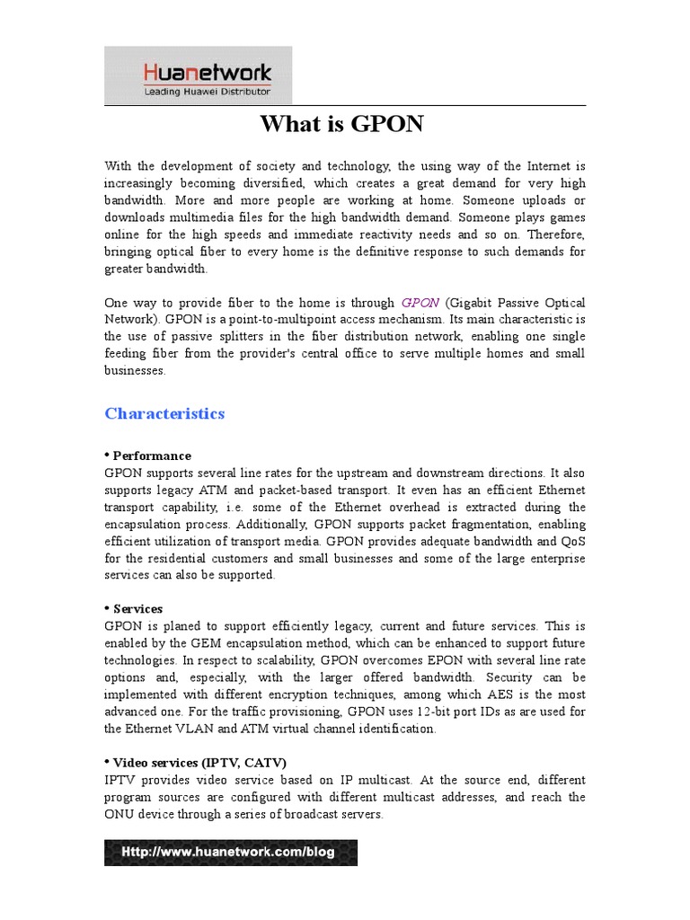 What Is GPON | PDF | Ethernet | Cable Television