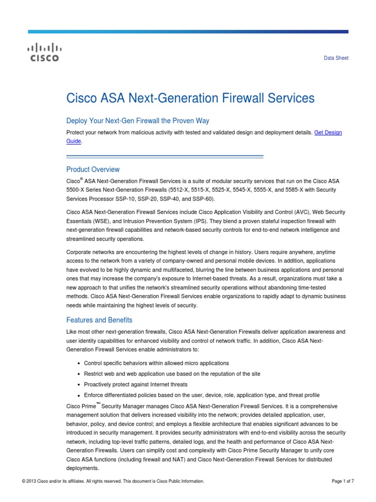 Cisco ASA DataSheet | PDF | Firewall (Computing) | Computer Network