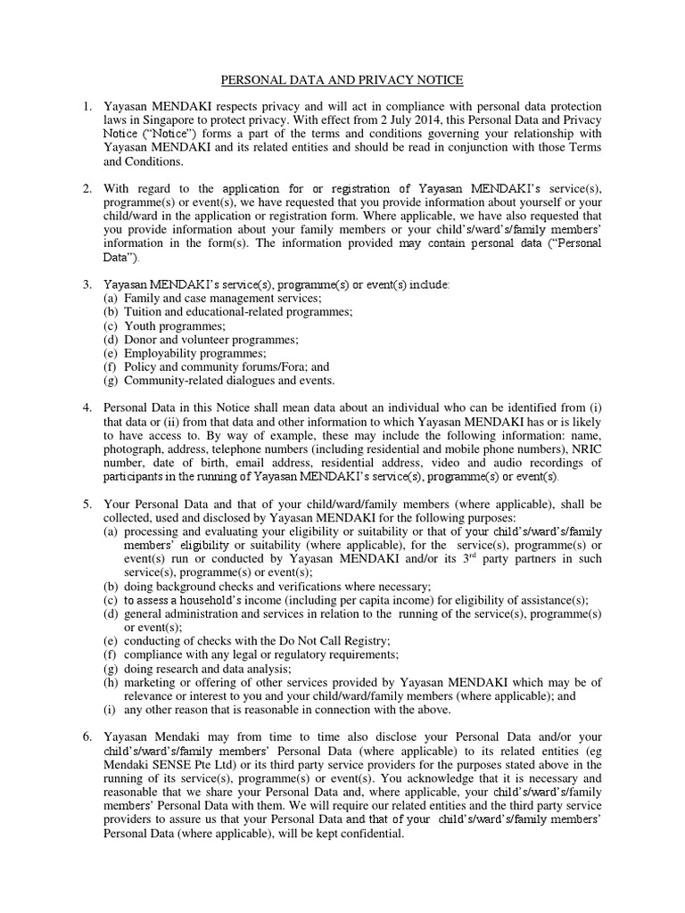 Personal Data and Privacy Notice | PDF | Information Privacy ...