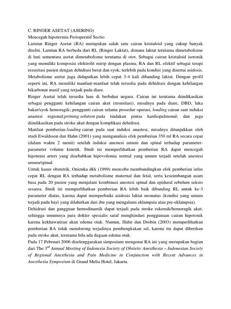 Tentang Ringer Laktat Dan Asetat | PDF