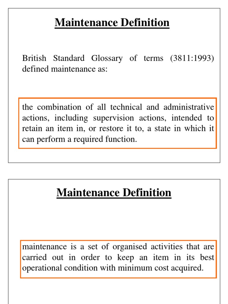 Maintenance Definition | PDF | Technology & Engineering