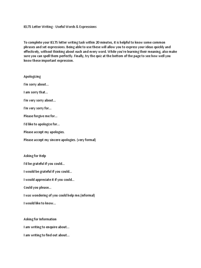 Letter Writing - Useful Expressions | PDF