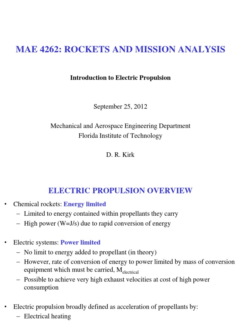 Electric Propulsion | PDF | Spacecraft Propulsion | Rocket Engine