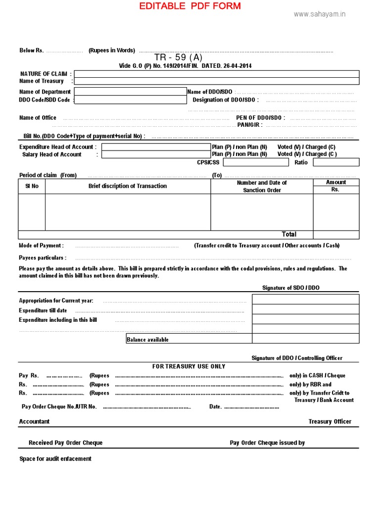 TR-59 Editable Bill Form | PDF | Career & Growth | Business