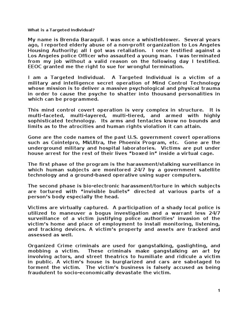 What Is A Targeted Individual? | PDF | Surveillance | Radiation