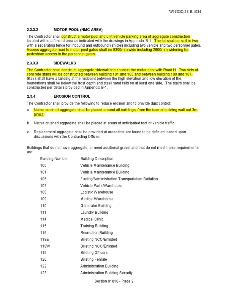 Motor Pool Construction and Erosion Control | PDF