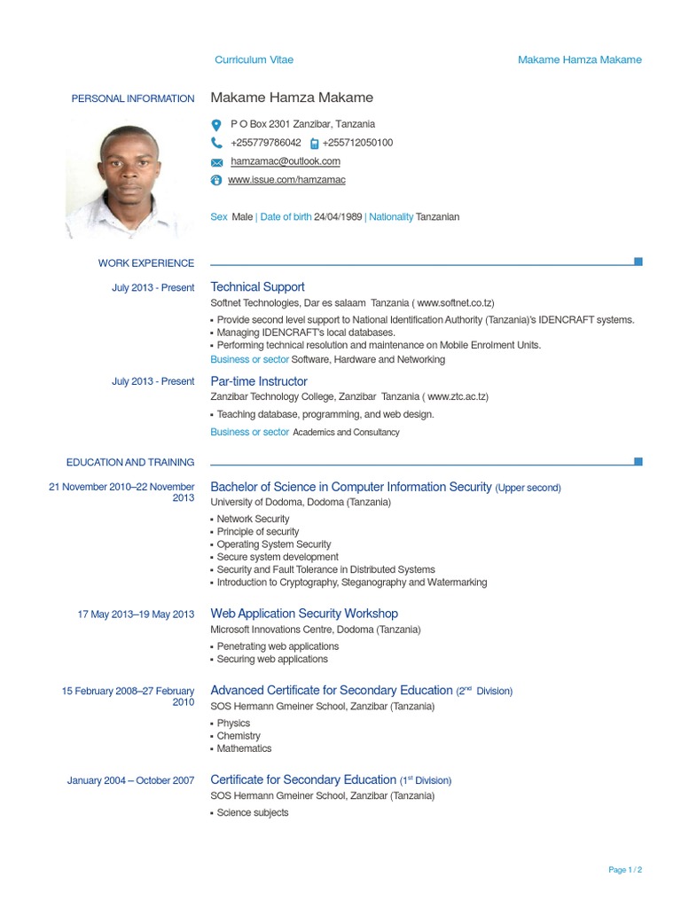 Makme Hamza-Cv | PDF | Tanzania | Microsoft