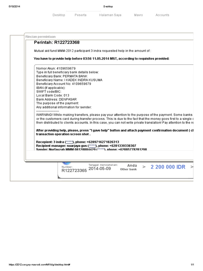Mavro Mutual Aid Payment Details | PDF