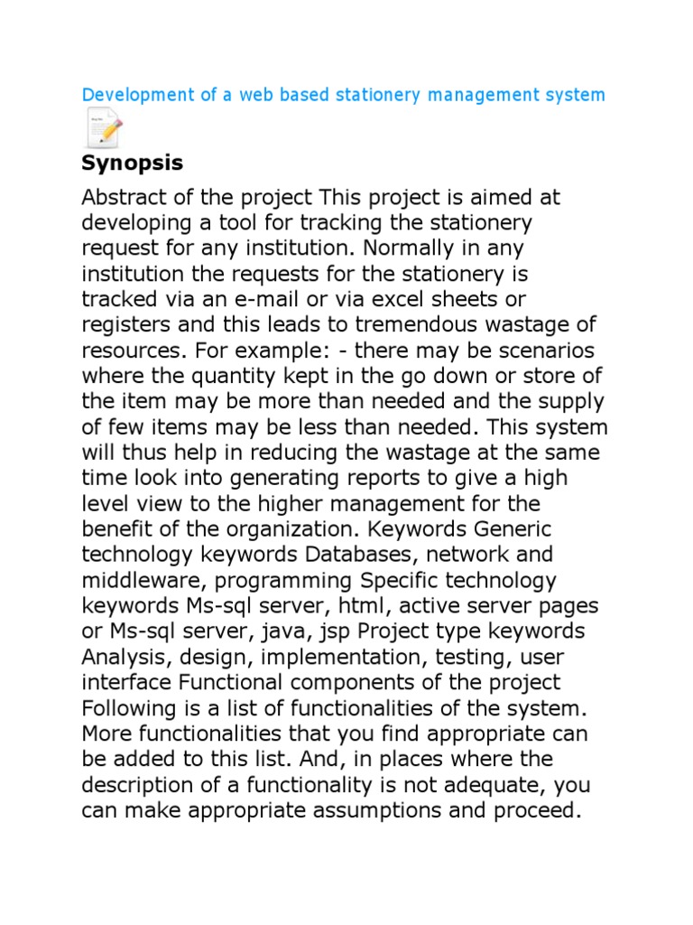 Development of A Web Based Stationery Management System | PDF ...