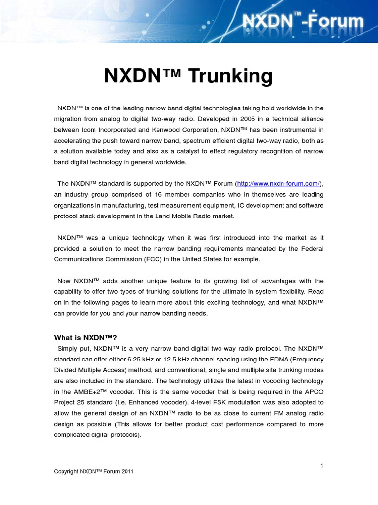 NXDN Trunking | PDF | Telecommunications | Wireless