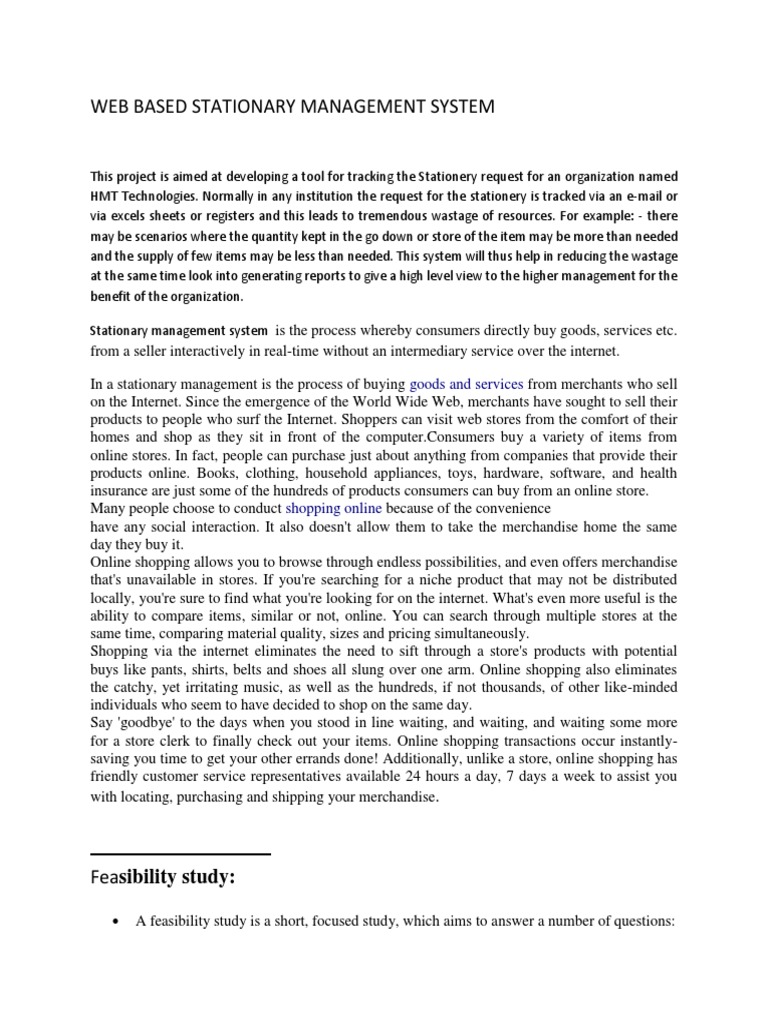 Web Based Stationary Management System | PDF | Online Shopping | Retail
