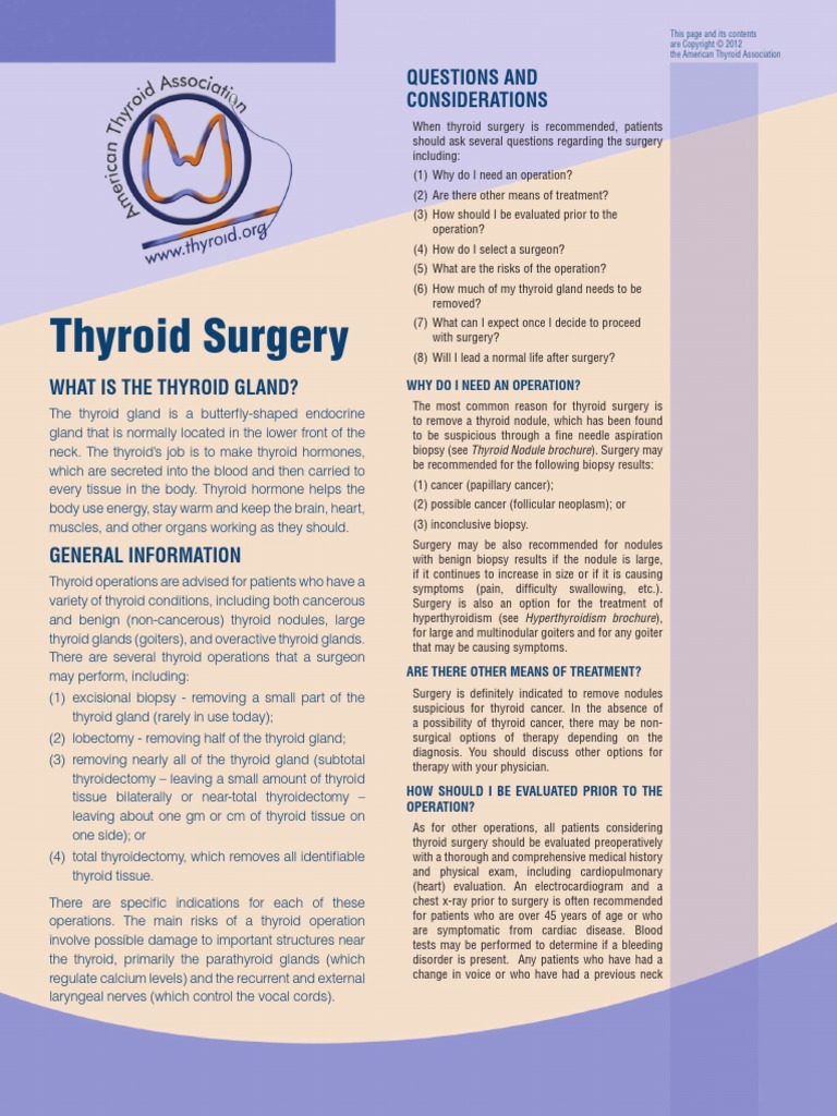 Thyroid Surgery: Questions and Considerations | PDF | Thyroid ...