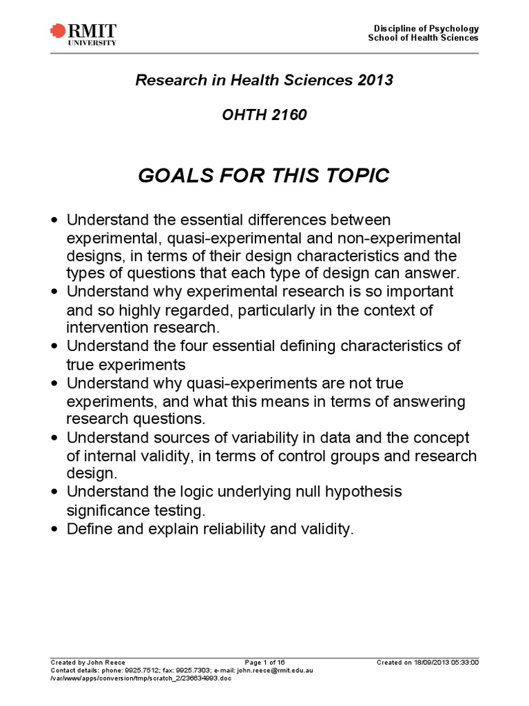 OHTH 2160 Research in Health Sciences - Design and Hypothesis Testing ...
