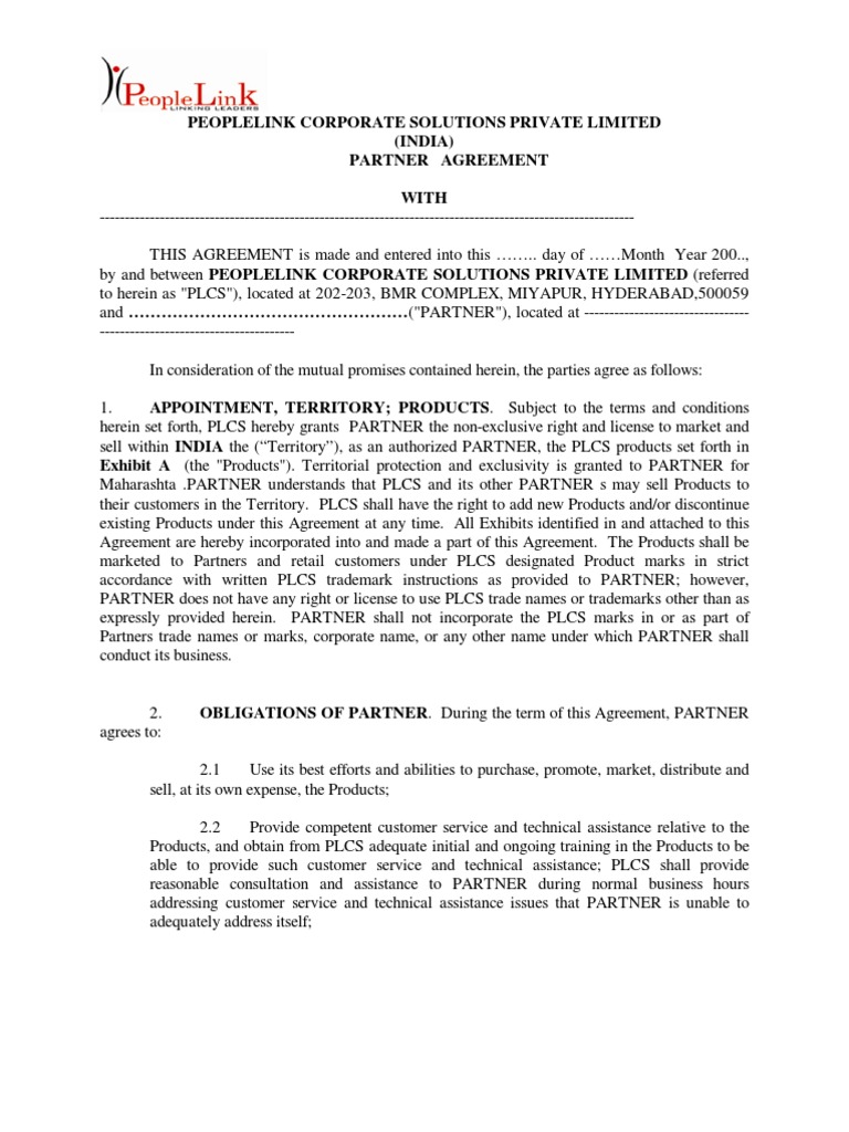 Channel Partner's Agreement | PDF